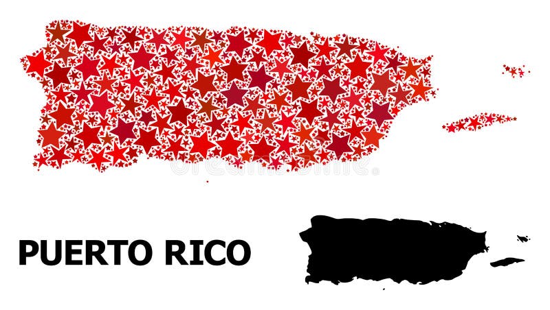 Red Starred Pattern Map of Puerto Rico Stock Illustration ...