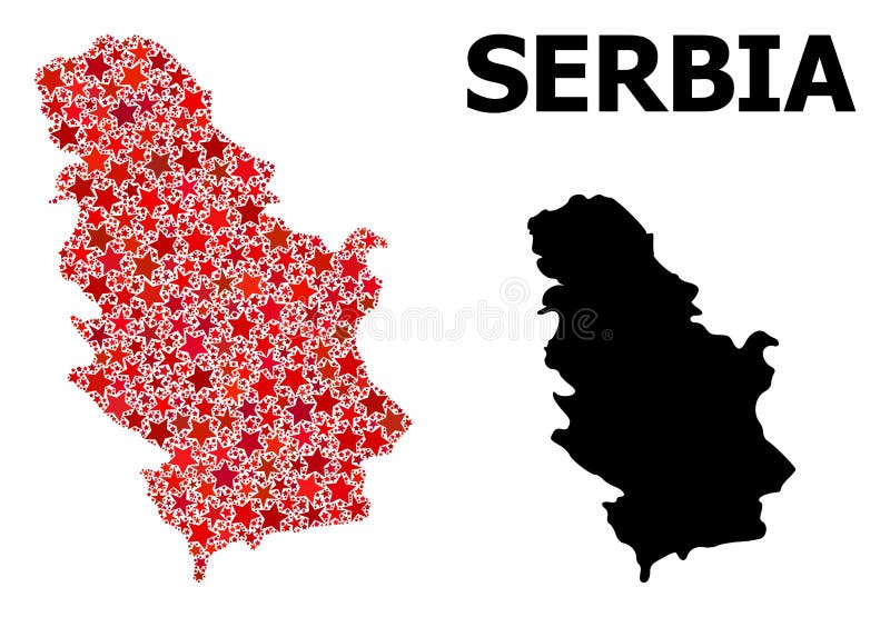 Red Starred Pattern Map of Serbia Stock Illustration - Illustration of ...
