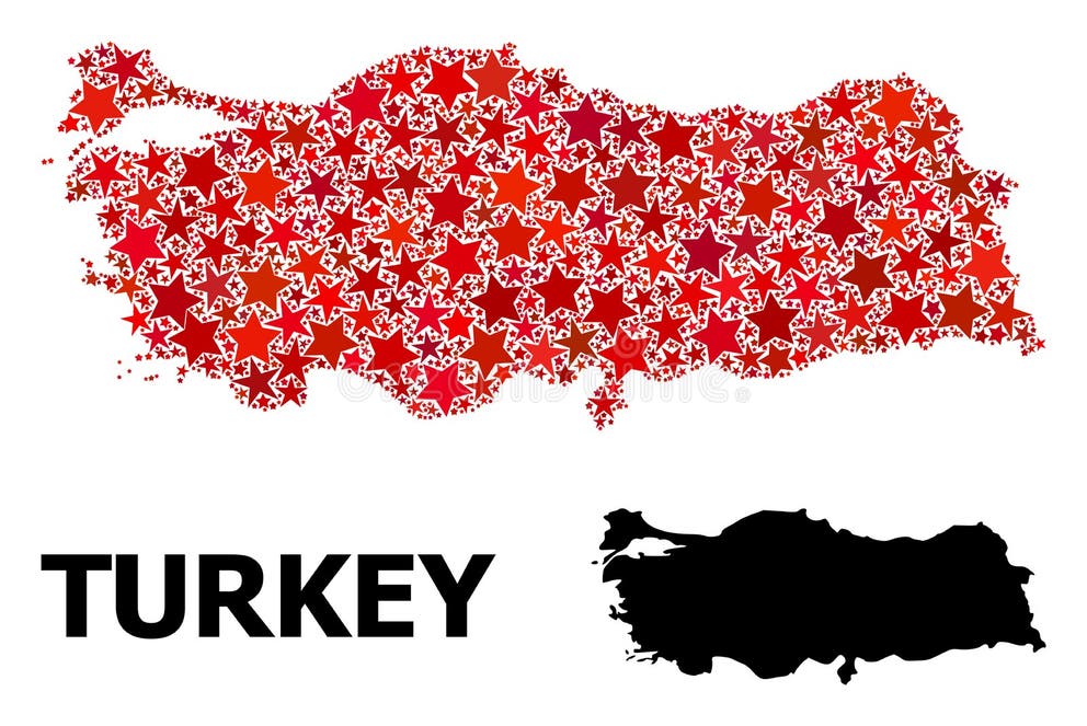 Red Starred Pattern Map of Turkey Stock Illustration - Illustration of ...