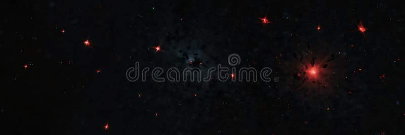 Red Stars on Black Empty Space Universe Void Panoramic Wide Angle Ai ...