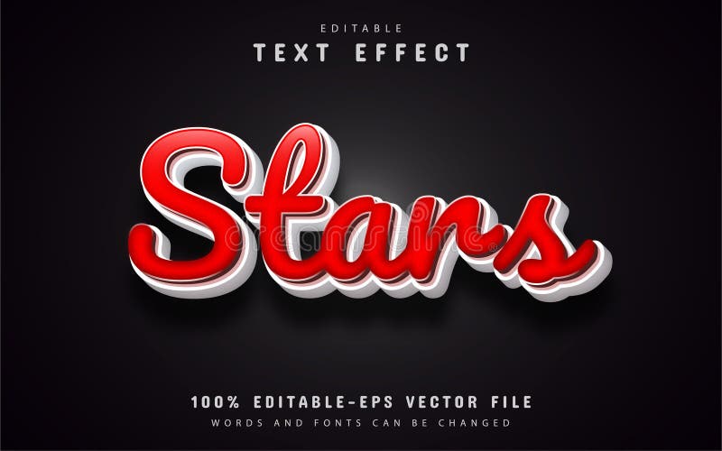 Red stars text effect stock vector. Illustration of typography - 256127181