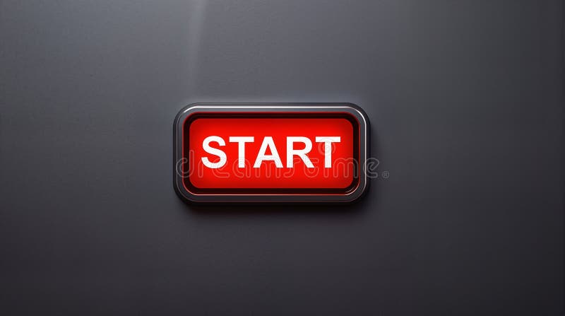 Red Start Button on Dark Background Interface Control Technology Push ...