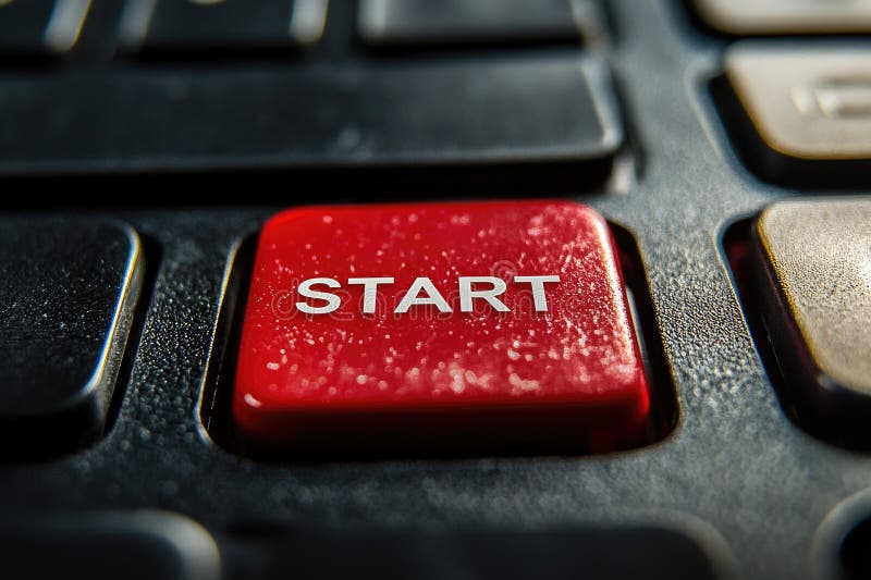 Red Start Key on Computer Keyboard, Representing Technology, Creativity ...