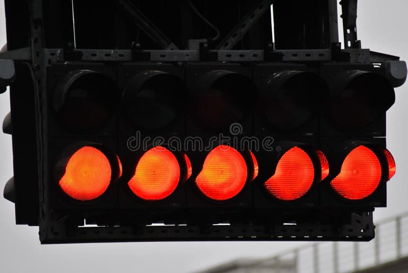 Red Start Lights on the Racetrack Stock Photo - Image of white ...