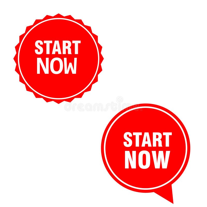 Red START NOW Badge Pointer Icon Set Call To Action Graphics START NOW ...