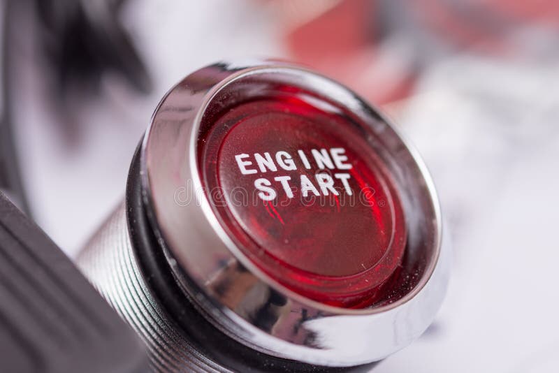Red Start Stop Button Car Automobile Stock Photo - Image of engine ...