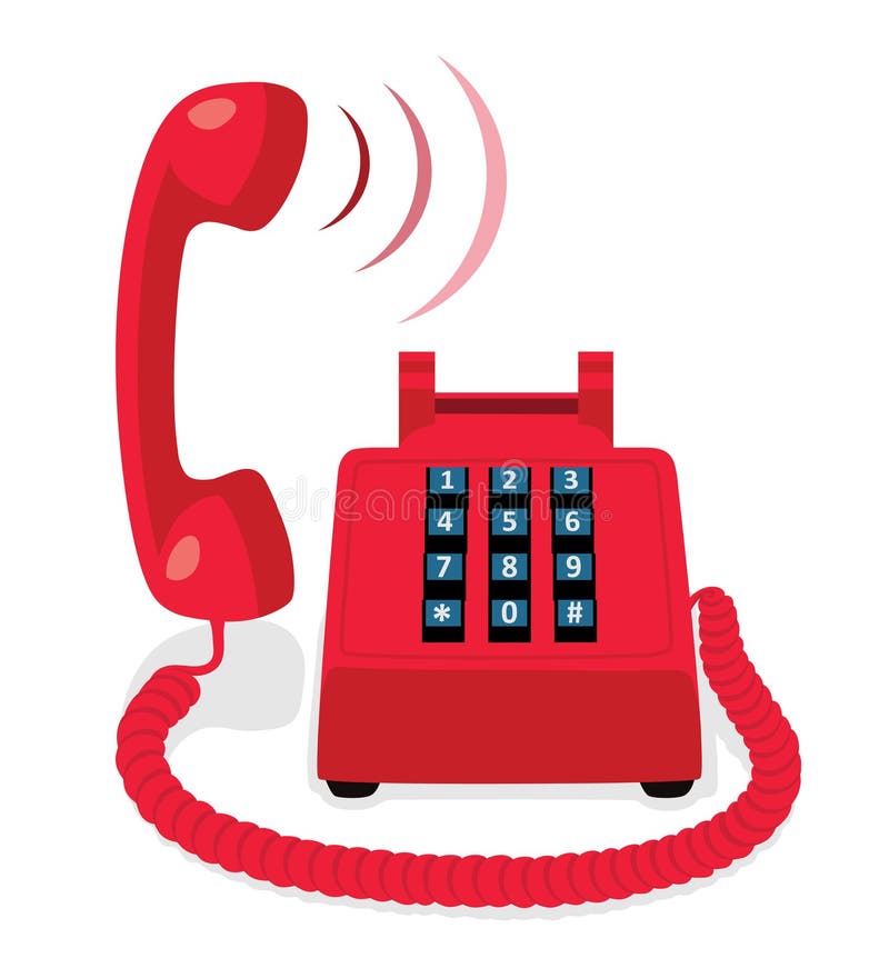 Red Stationary Phone with Button Keypad and Raised Handset Stock Vector ...