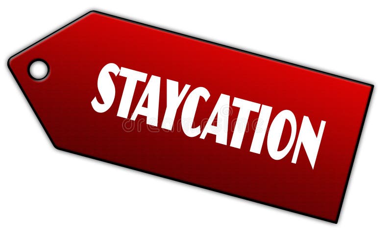 Red STAYCATION label. stock illustration. Illustration of sign - 108947799