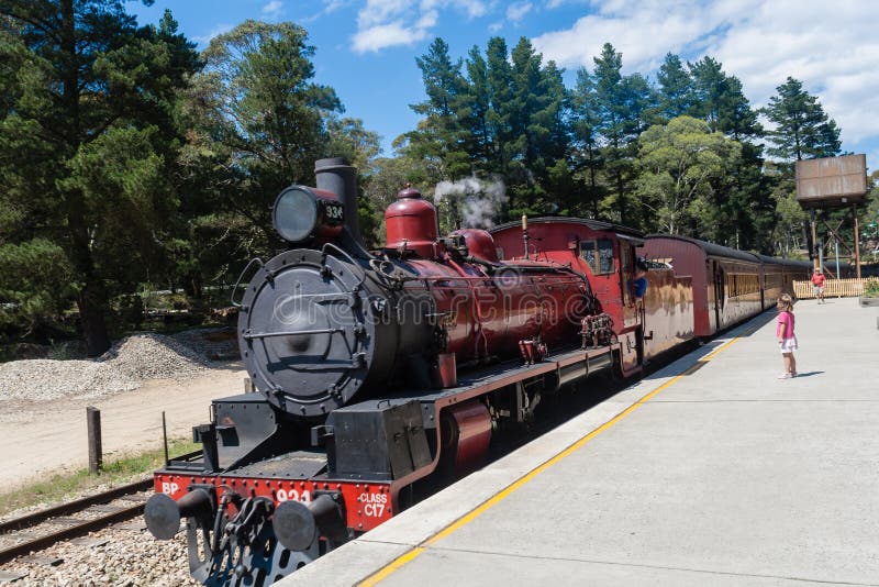 Red Steam Train Coaches editorial stock photo. Image of girl - 26666508