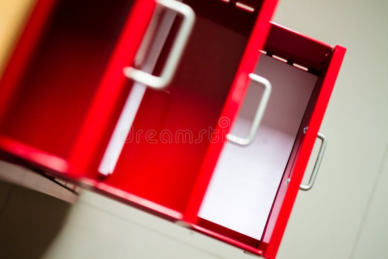Red Steel Drawer for Documents. Stock Photo - Image of minimalism ...