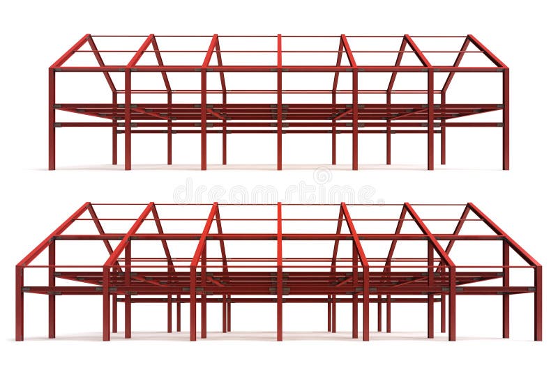 Red Steel Framework Building Side Perspective View Rendering Stock ...