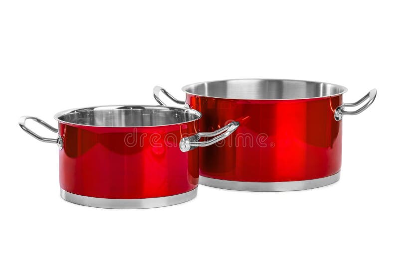 Red steel pans stock image. Image of chef, dinning, close - 83830531