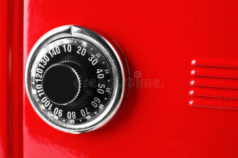 Red Steel Safe with Mechanical Combination Lock Stock Image - Image of ...