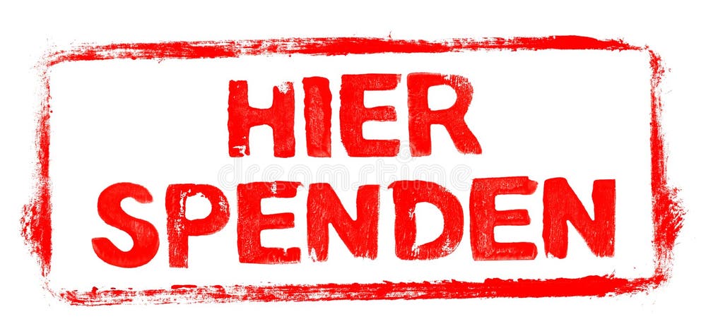 Red Stencil Frame: Donate Here Banner in German Language Stock Photo ...