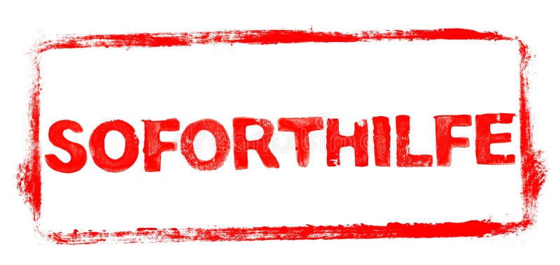 Red Stencil Frame: Emergency Aid Banner in German Language Stock ...