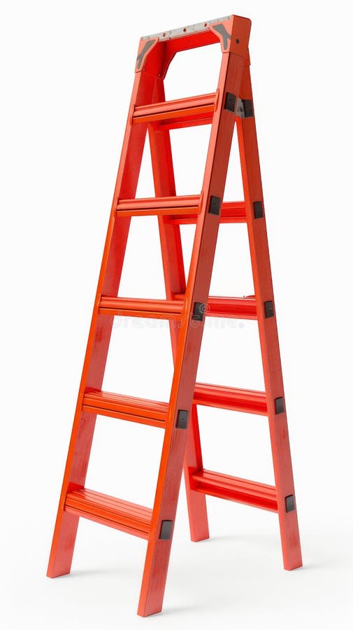 Red Step Ladder with White Background, Isolated Object. Home ...