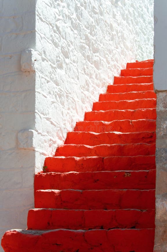 Red steps stock image. Image of greece, street, noon - 14125581