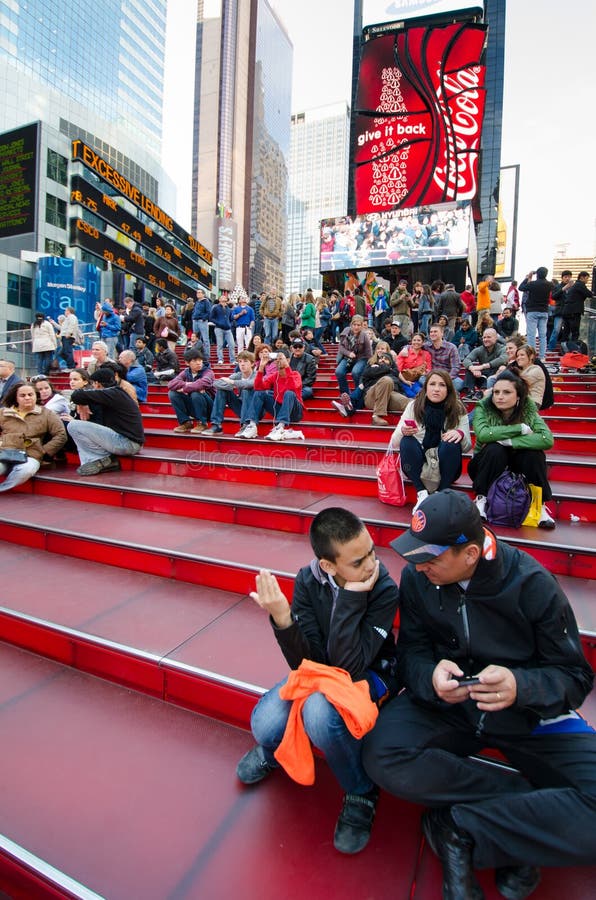 Red Steps at TKTS Booth Times Square Editorial Stock Image - Image of ...