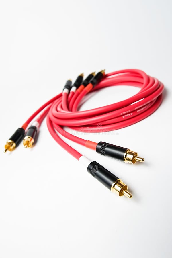 Red Stereo RCA Audio Cables Stock Image - Image of jack, cable: 15589973