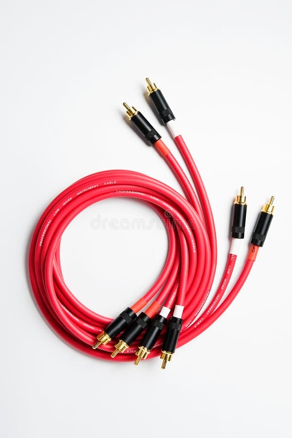 Red Stereo RCA Audio Cables Stock Image - Image of wires, vertical ...