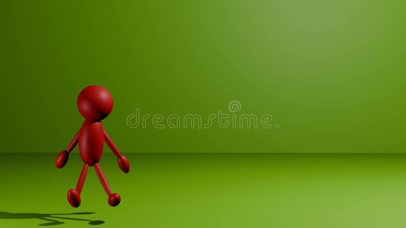 Green Stick Man Character Dancing on Blue Background Stock Footage ...