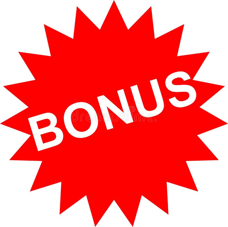 Red Sticker with Bonus Text Stock Illustration - Illustration of sign ...