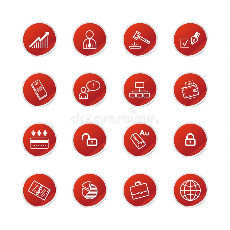 Red sticker business icons stock vector. Illustration of global - 3562816