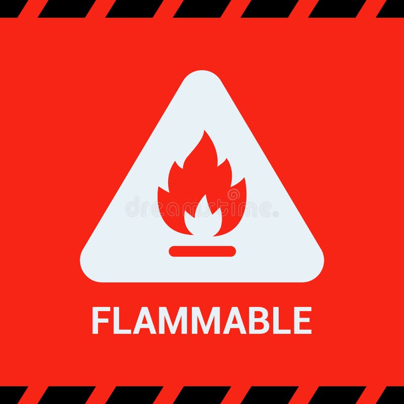 The Red Sticker is Flammable. Fire in a Triangle. Warning about the ...