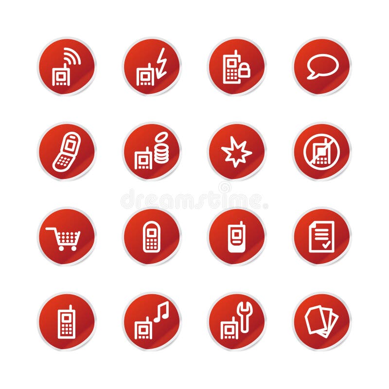 Red Sticker Mobile Phone Icons Stock Vector - Illustration of button ...