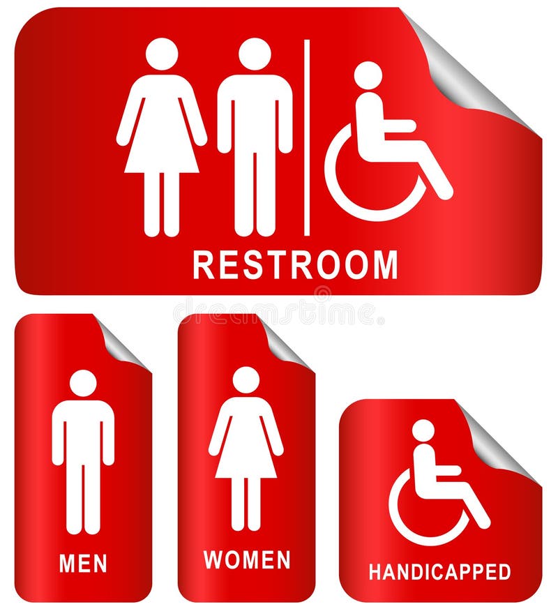 Red sticker restroom sign stock vector. Illustration of rest - 19850027