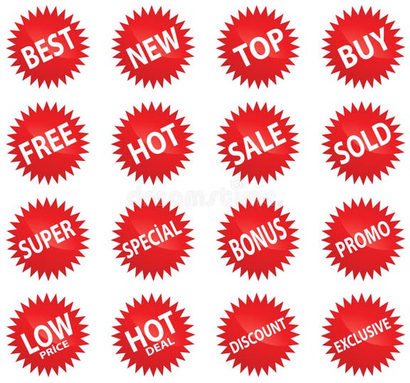 Red Sticker Set stock vector. Illustration of adhesive - 10697757