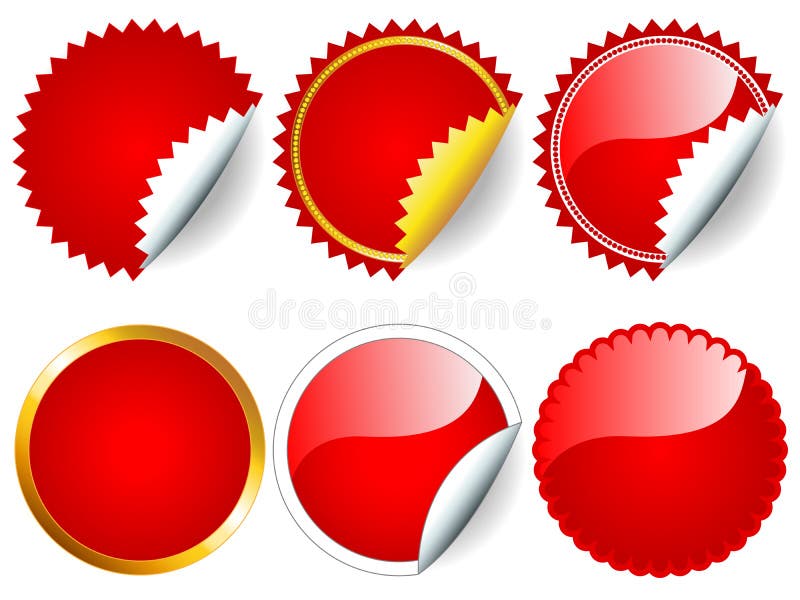 Red sticker set stock vector. Illustration of message - 24612278
