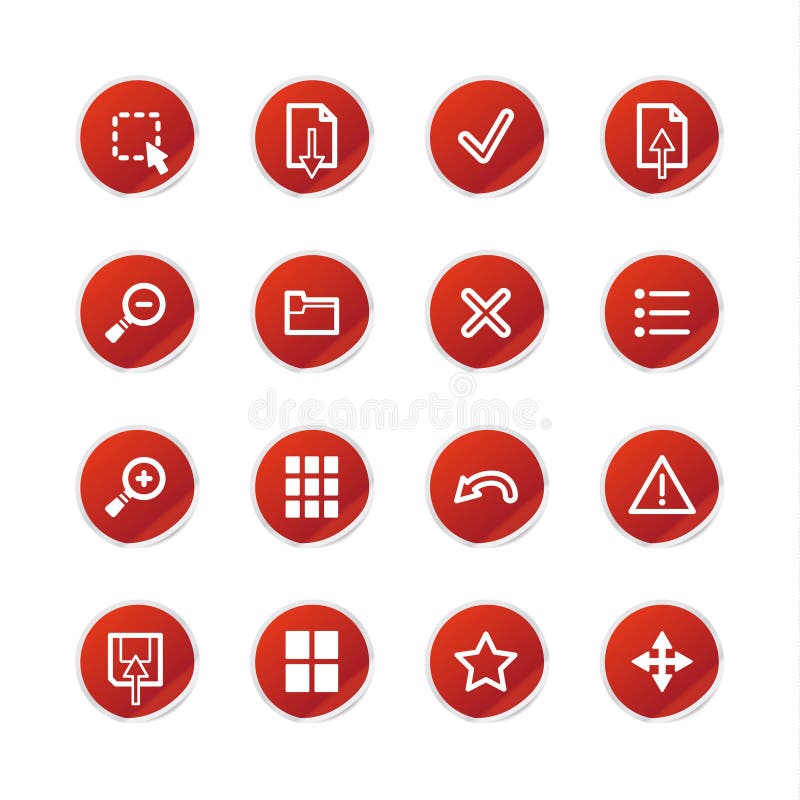 Red sticker viewer icons stock vector. Illustration of symbols - 3562926