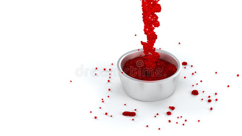 Red and Sticky Fluid of Many Micro Balls Flowing in a Metallic Cup ...