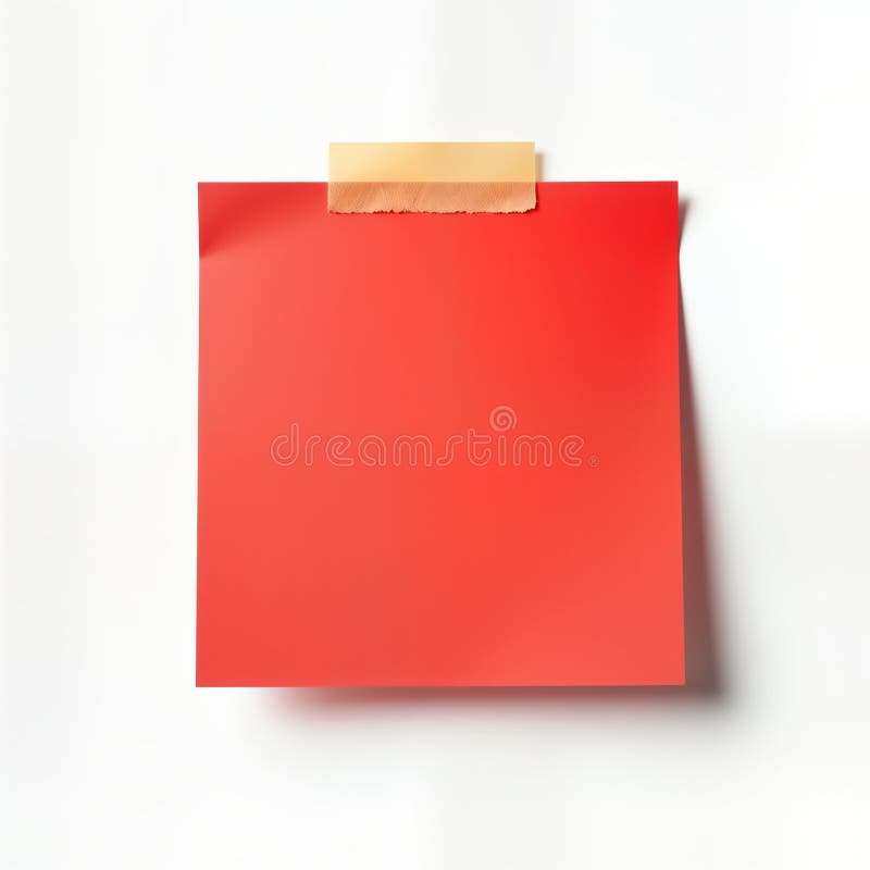 Red Sticky Note on Transparent Background. Blank Note is Taped To a ...