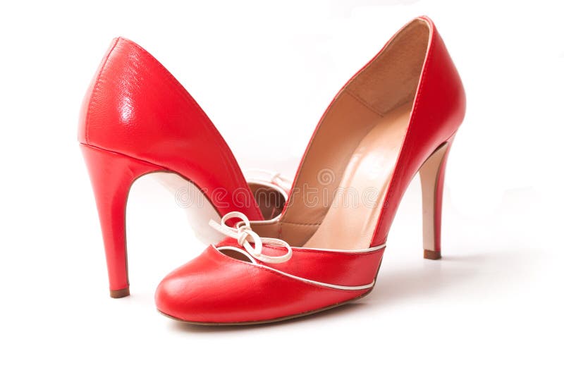 Red Stilettos Shoes on White Background Stock Photo - Image of feet ...