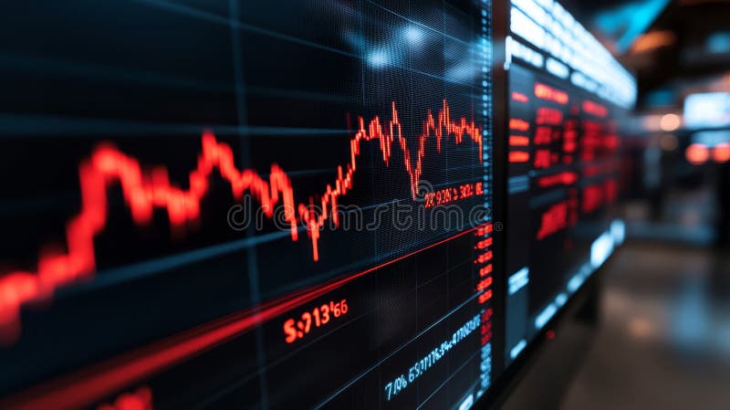 Red Stock Market Chart Display on Screen Stock Illustration ...