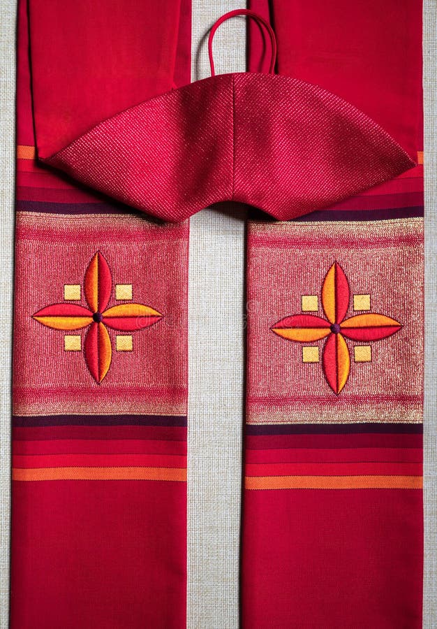 Red stole of a priest stock image. Image of decoration - 269066103