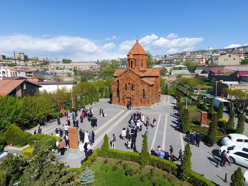 Red Stone Armenian Church, Yerevan. Editorial Image - Image of stone ...