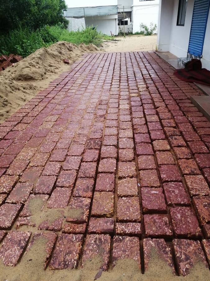 Red stone brick paving stock image. Image of brick, beautiful - 219968847