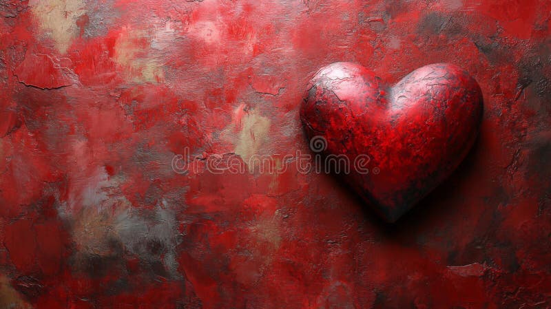 Red Stone Heart on Dark Red Textured Background Stock Illustration ...