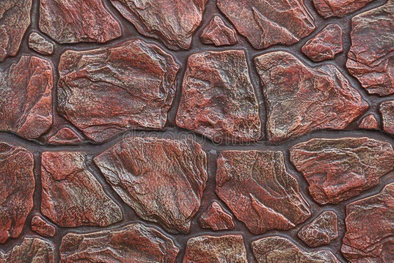 Red Stone Texture of Big Cobblestones in the Wall Stock Photo - Image ...