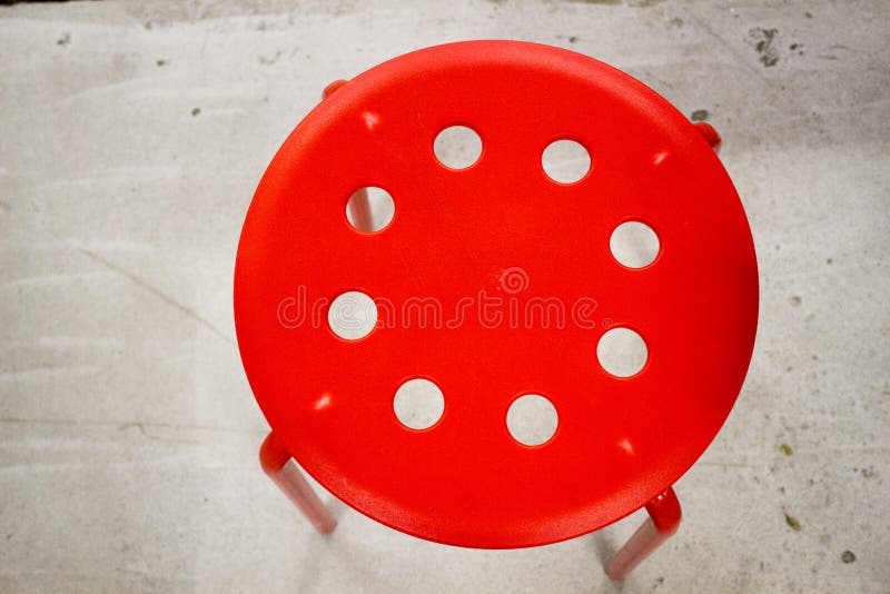 Red Stool on the Cement Floor Stock Photo - Image of fashion, business ...