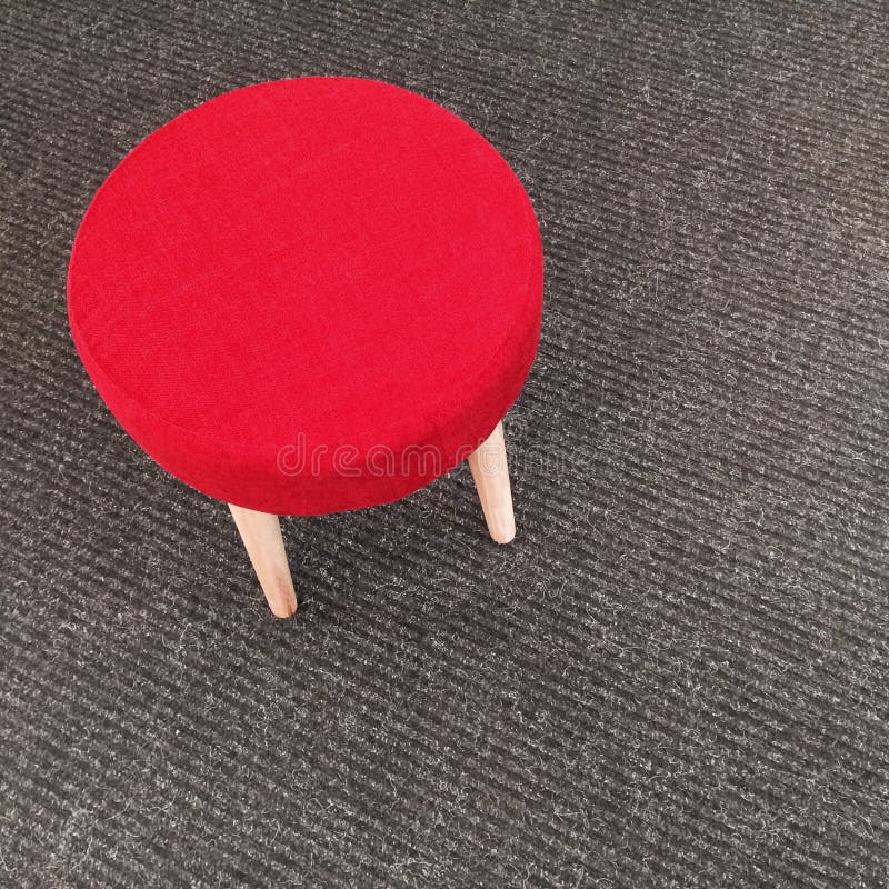 Red Stool On Gray Carpet Floor Stock Image - Image of chair, decor ...