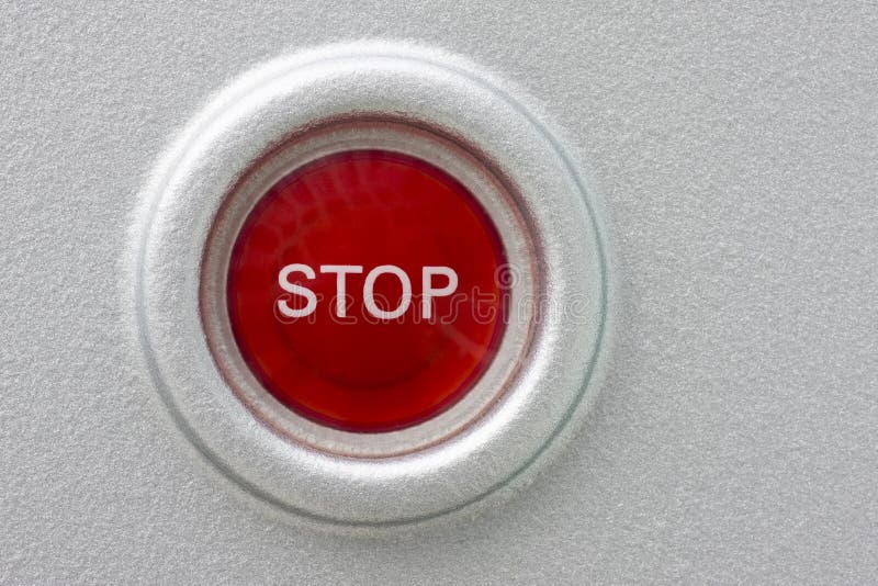 Red stop button stock image. Image of halt, silver, metallic - 5383329
