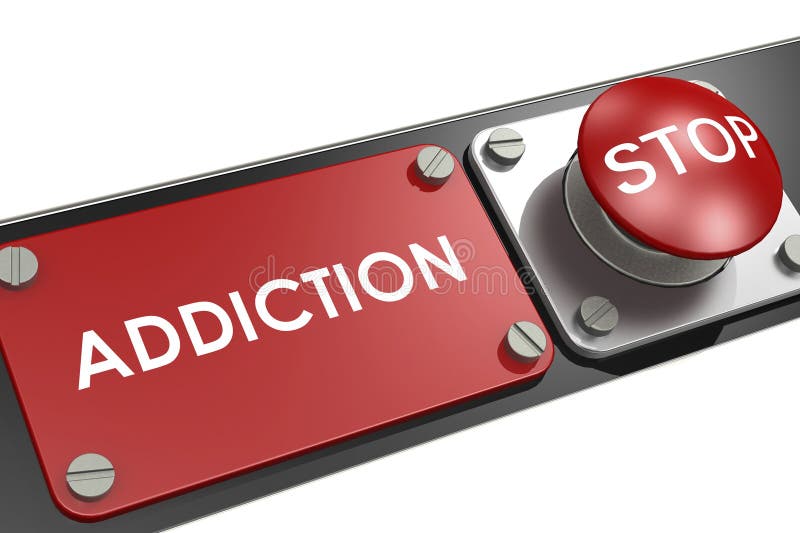 Red Stop Button with Addiction on the Side Stock Illustration ...