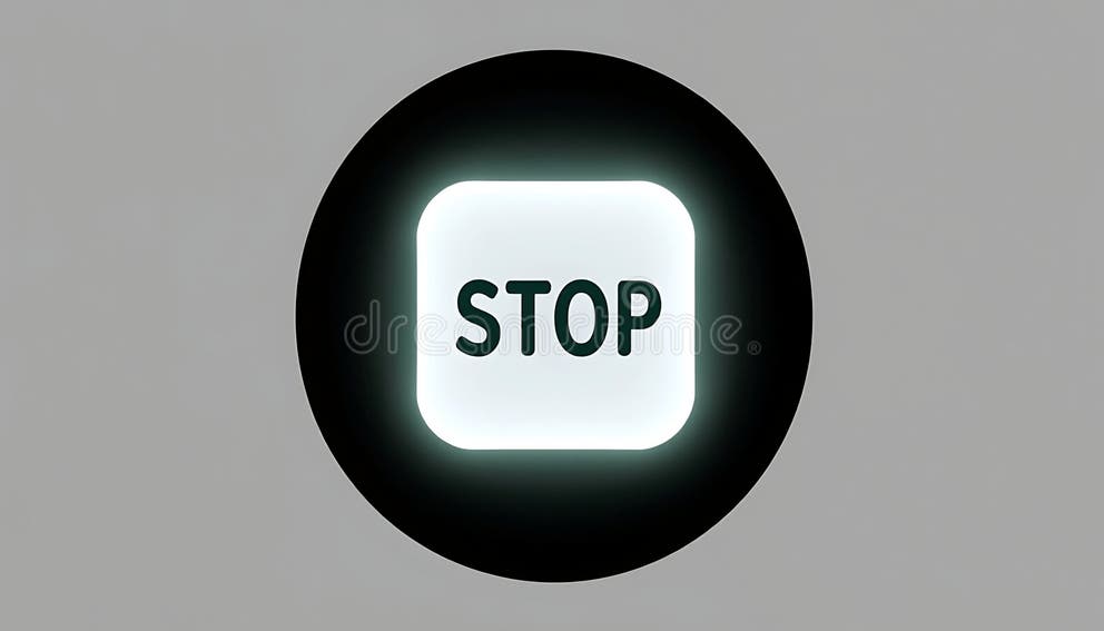 Red Stop Button Icon, Symbol Control Halt Pause Interface Element ...