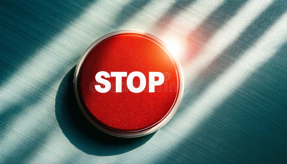 Red stop button stock illustration. Illustration of press - 366049937