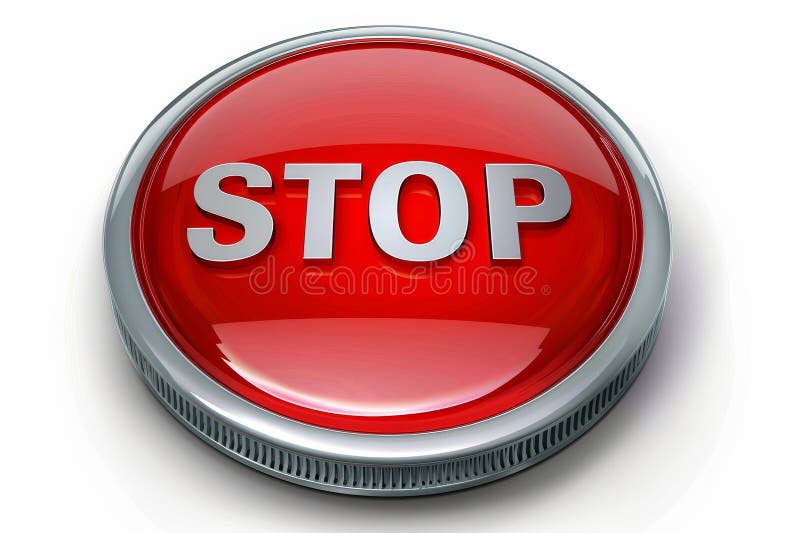 Red Stop Button with Stop Text Isolated on White Background, Safety ...