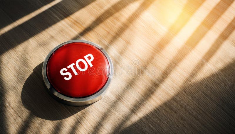 Red stop button stock illustration. Illustration of press - 366049925